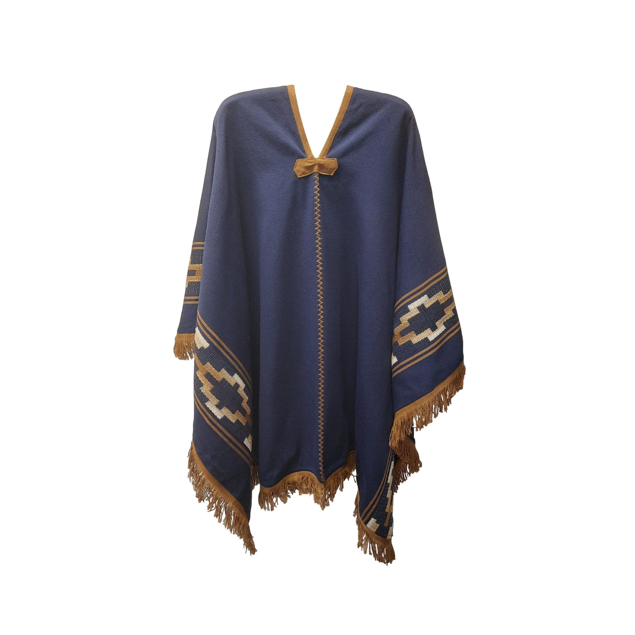 Poncho gaucho regional azul con guarda pampa - Las Viñas